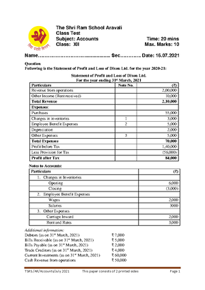Cl12 Accounts Final Accounts of Companies Worksheet 1 18 - The Shri Ram ...