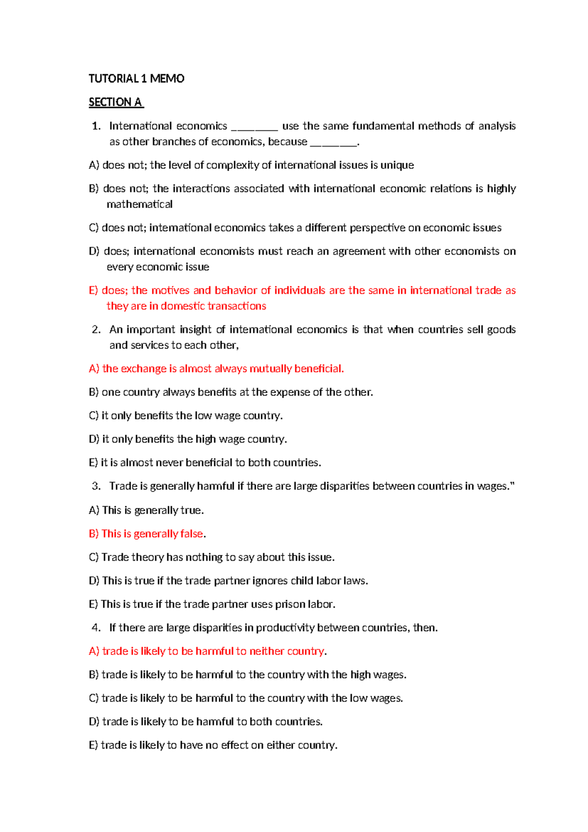 Tutorial 1 MEMO - TUT MEMO - TUTORIAL 1 MEMO SECTION A International ...