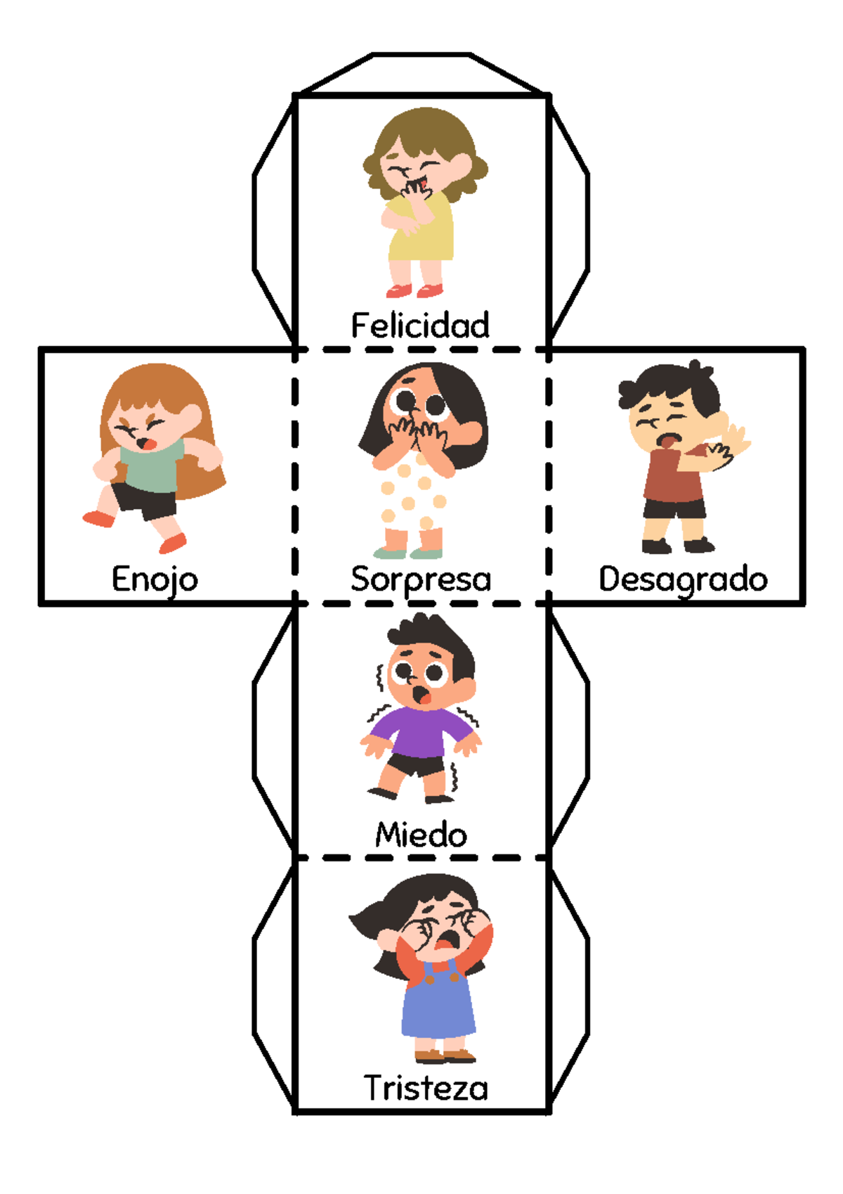 Hoja de trabajo de cubo de las emociones ilustrado en colores - Educación inicial - Studocu