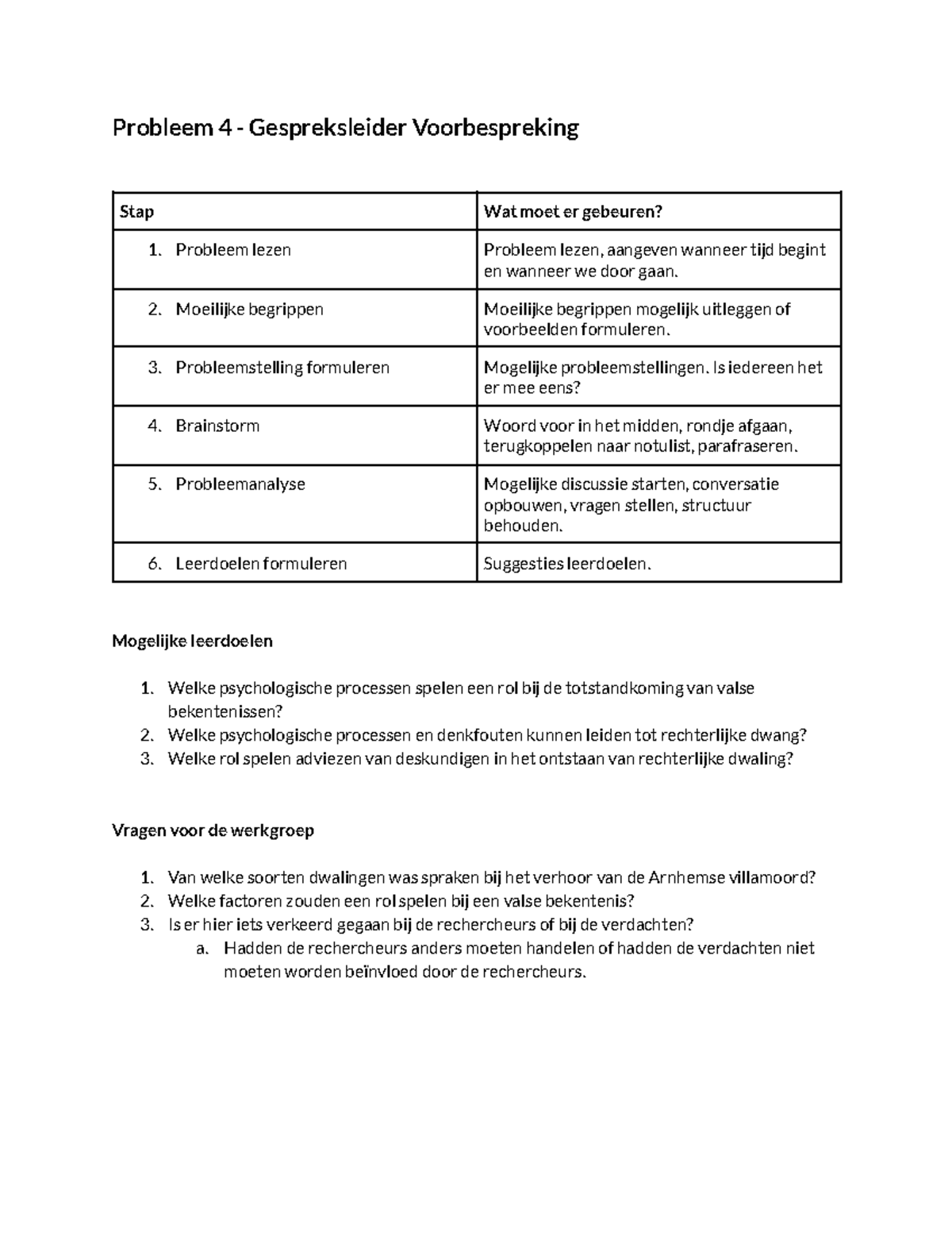 Gespreksleider Probleem 4 - Probleem 4 - Gespreksleider Voorbespreking ...