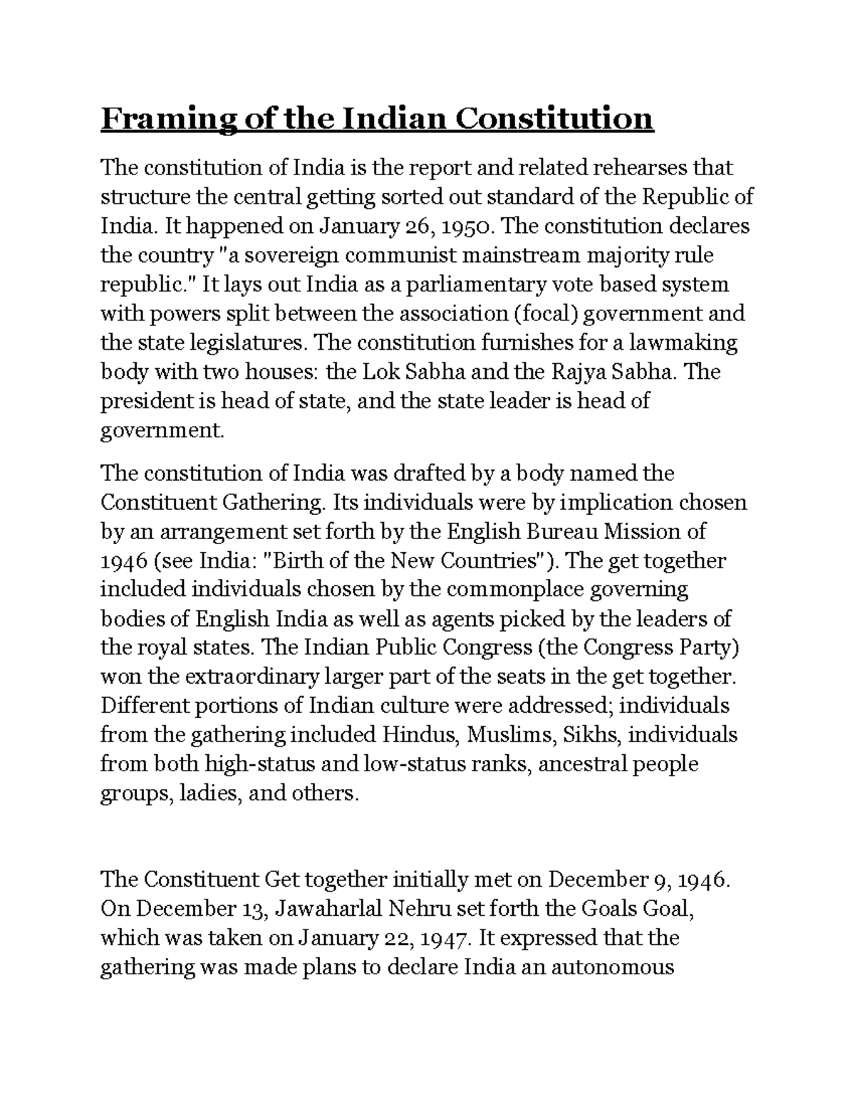 Framing of the Indian Constitution - It happened on January 26, 1950 ...