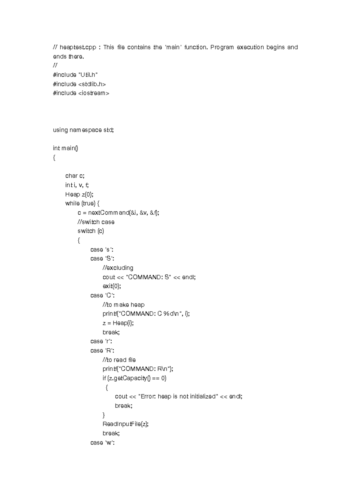 Main - This is main.cpp file - // heaptest : This file contains the ...
