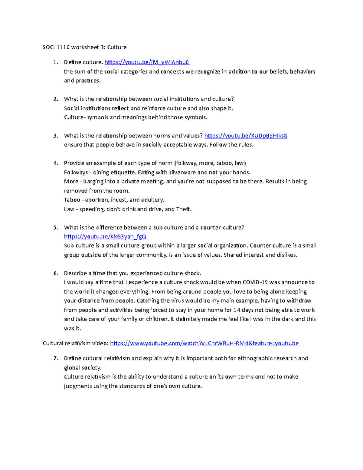 SOCI 1110 Worksheet 3 - SOC 379 - University of Texas - Studocu