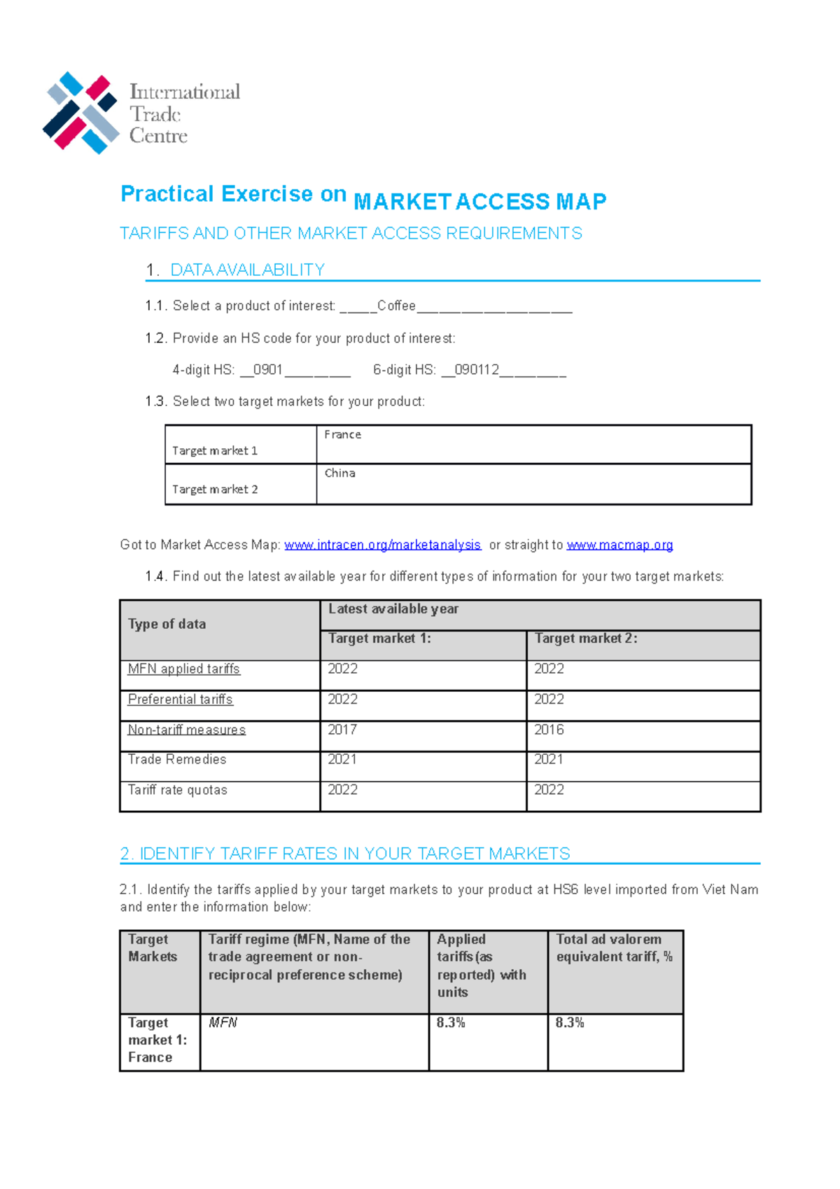 Market Access Map-Exercises-ky-12223- của bạn - Practical Exercise on ...
