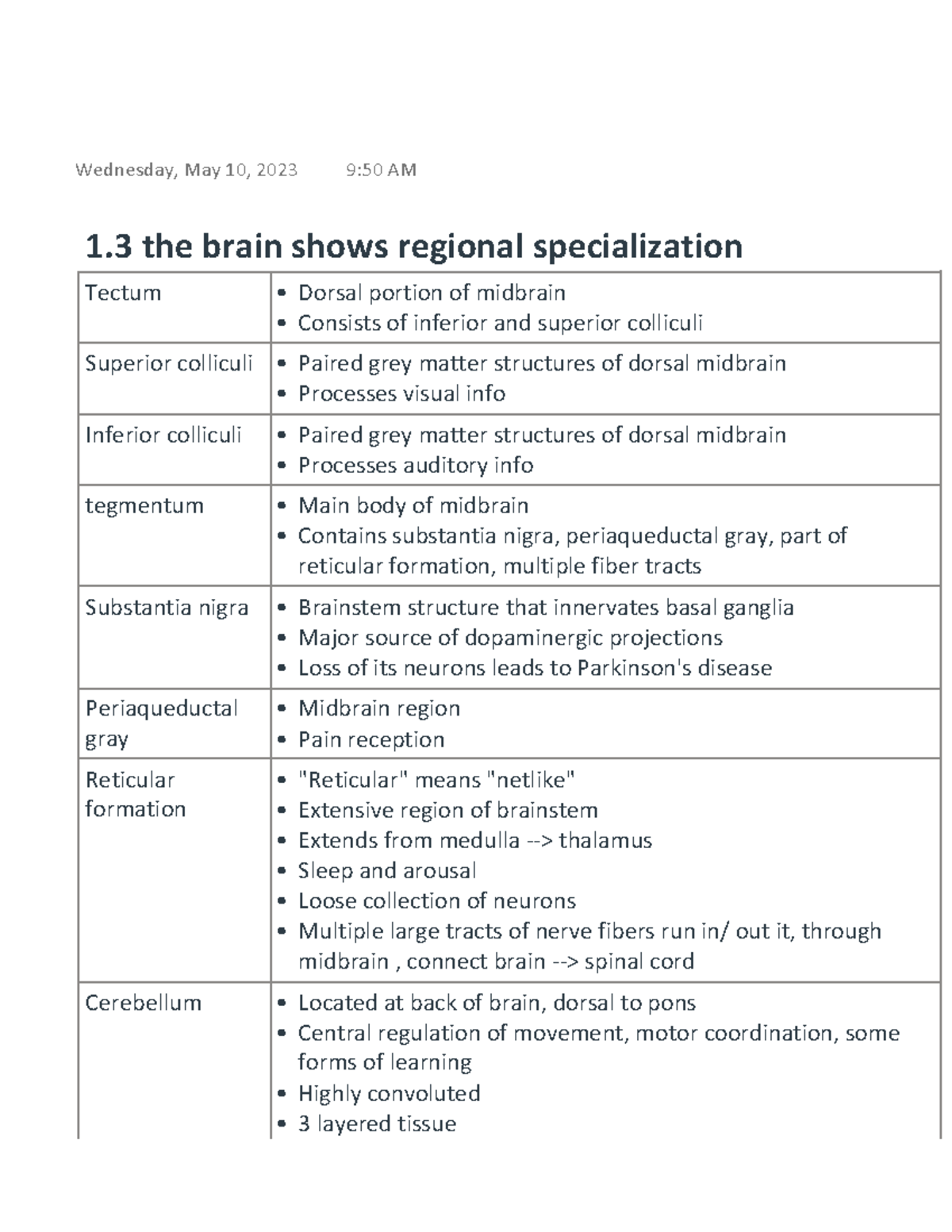 1.3 the brain shows regional specialization - 1 the brain shows ...