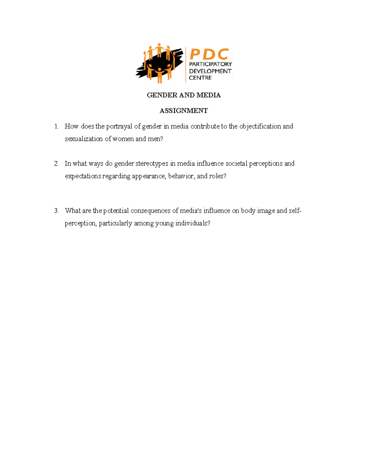 Gender AND Media assignment - Project Management - GENDER AND MEDIA ...