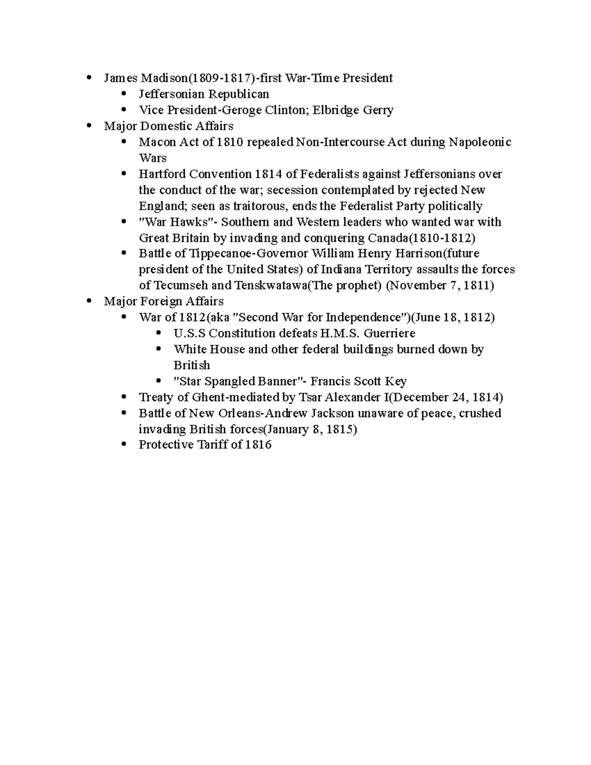 James Madison - James Madison(1809-1817)-first War-Time President ...