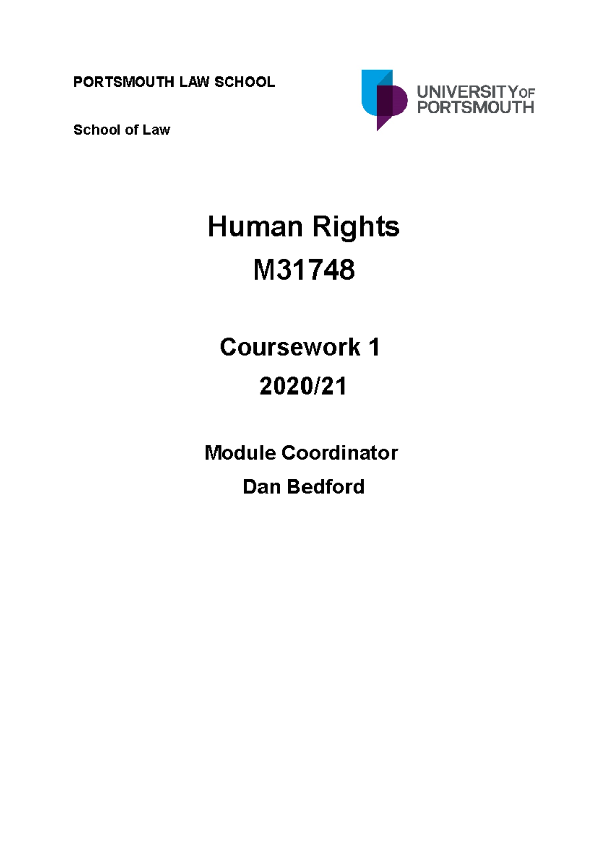 Human Rights 2020 CW - PORTSMOUTH LAW SCHOOL School of Law Human Rights ...