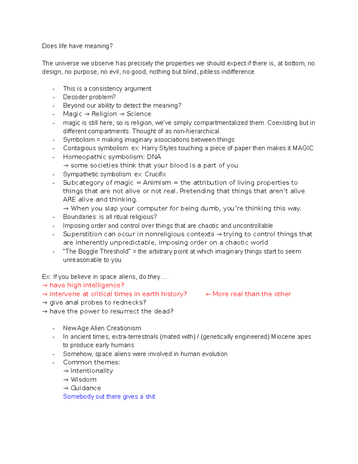 Creationism and Evolution Lecture Notes - Does life have meaning? The ...