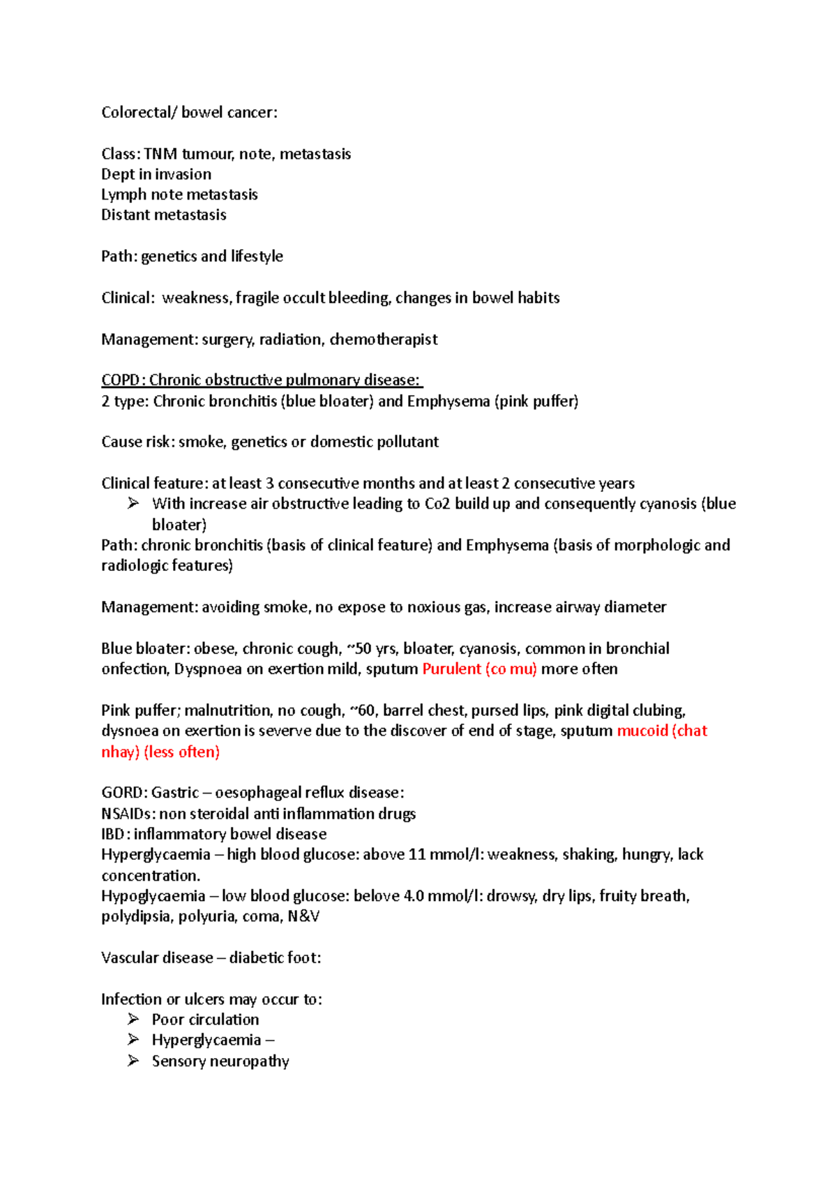 Colorectal - Summary lecture note - Colorectal/ bowel cancer: Class ...