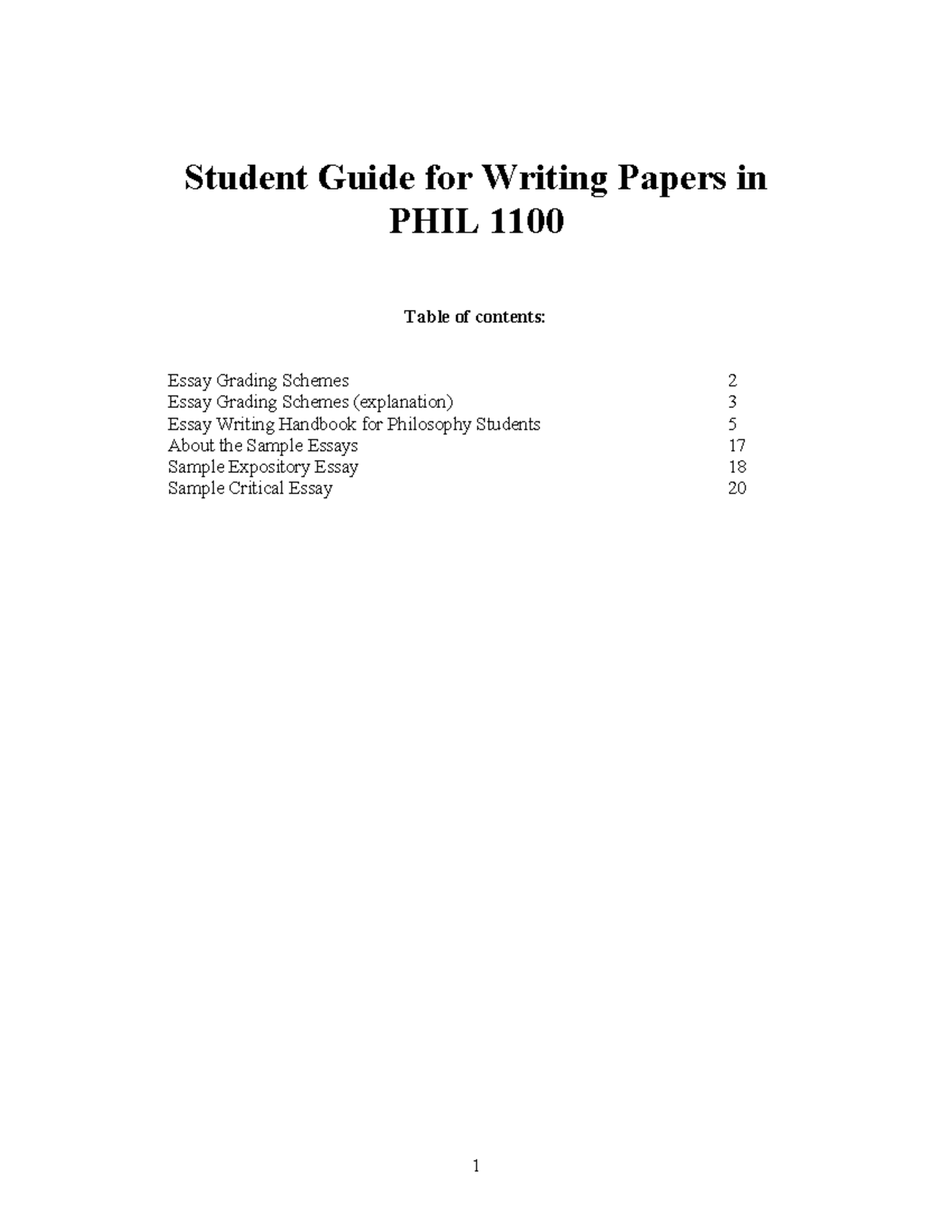 Guide for writing in phil 1100 2023-2 - Student Guide for Writing ...