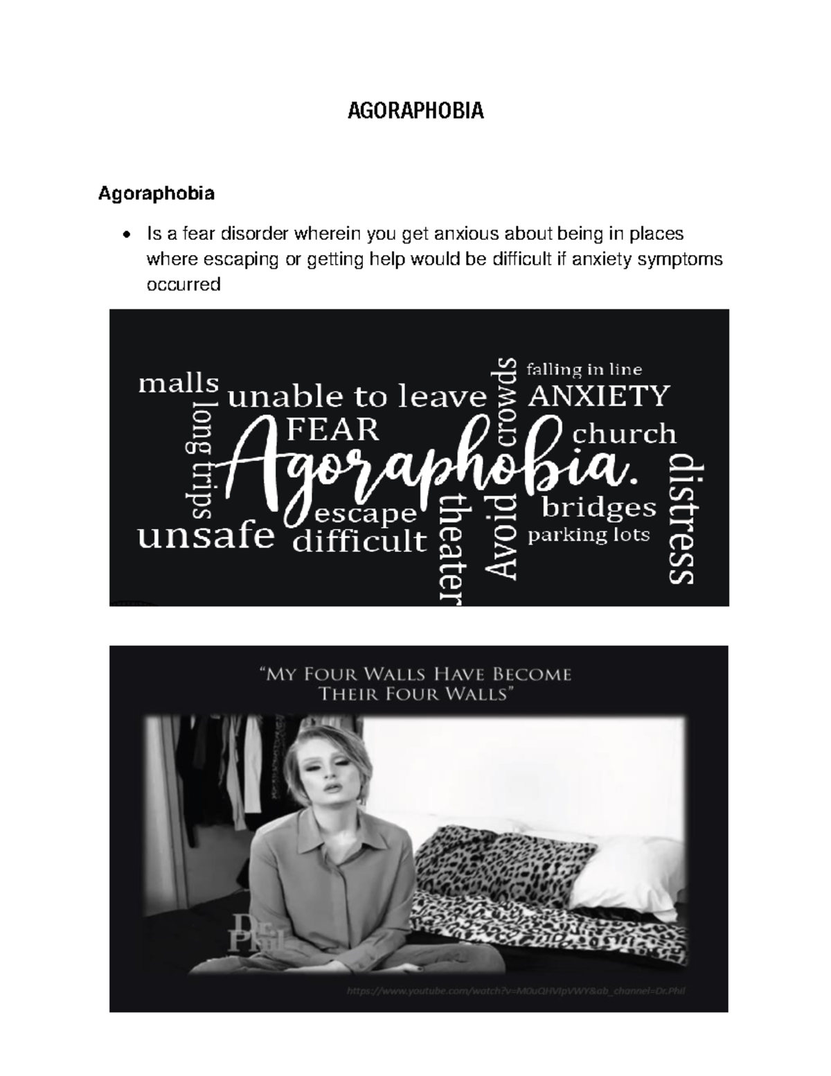 Handout on Agoraphobia - BS Psychology - PUP - Studocu
