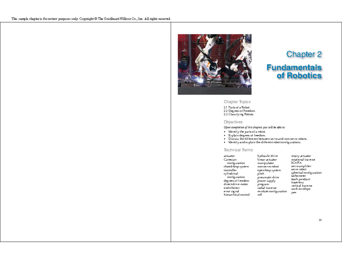 Fundamentals of Robotics Chapter Topics - Chapter 2 Fundamentals of Robotics Chapter Topics 2 ...