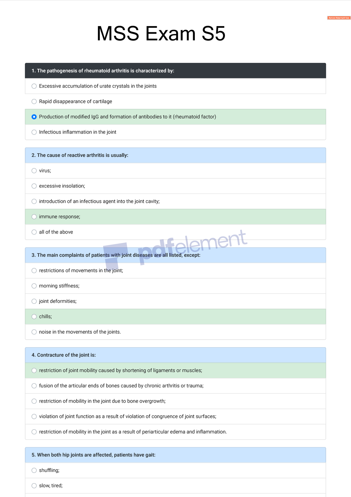 MSS Exam S5 - 1 document - The pathogenesis of rheumatoid arthritis is characterized by ...