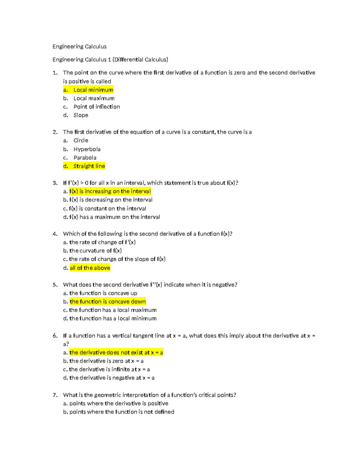 Differential and Integral Calculus - Engineering Calculus Engineering ...