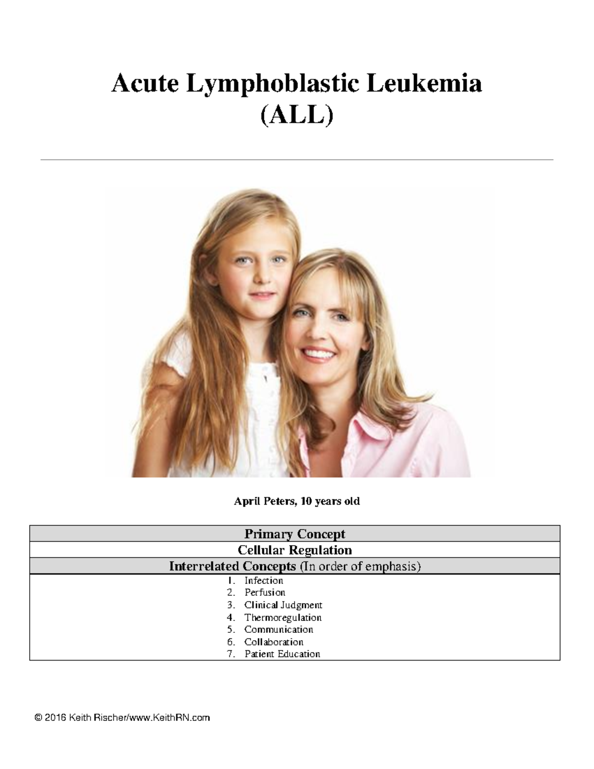 Leukemia Case Study - April Peters 10 year old female - Acute ...