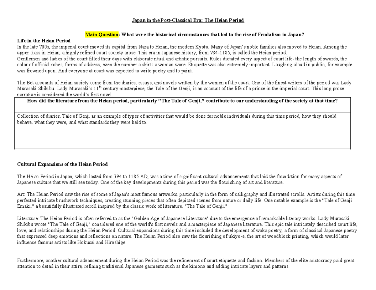Feudalism in Japan - hw for world - Japan in the Post-Classical Era ...