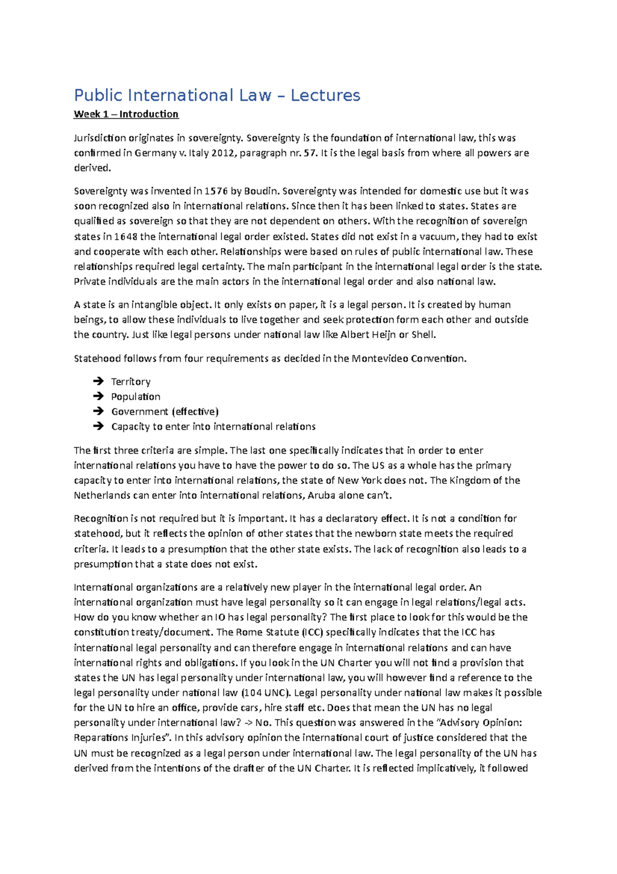 Public International Law Lectures - Public International Law – Lectures ...