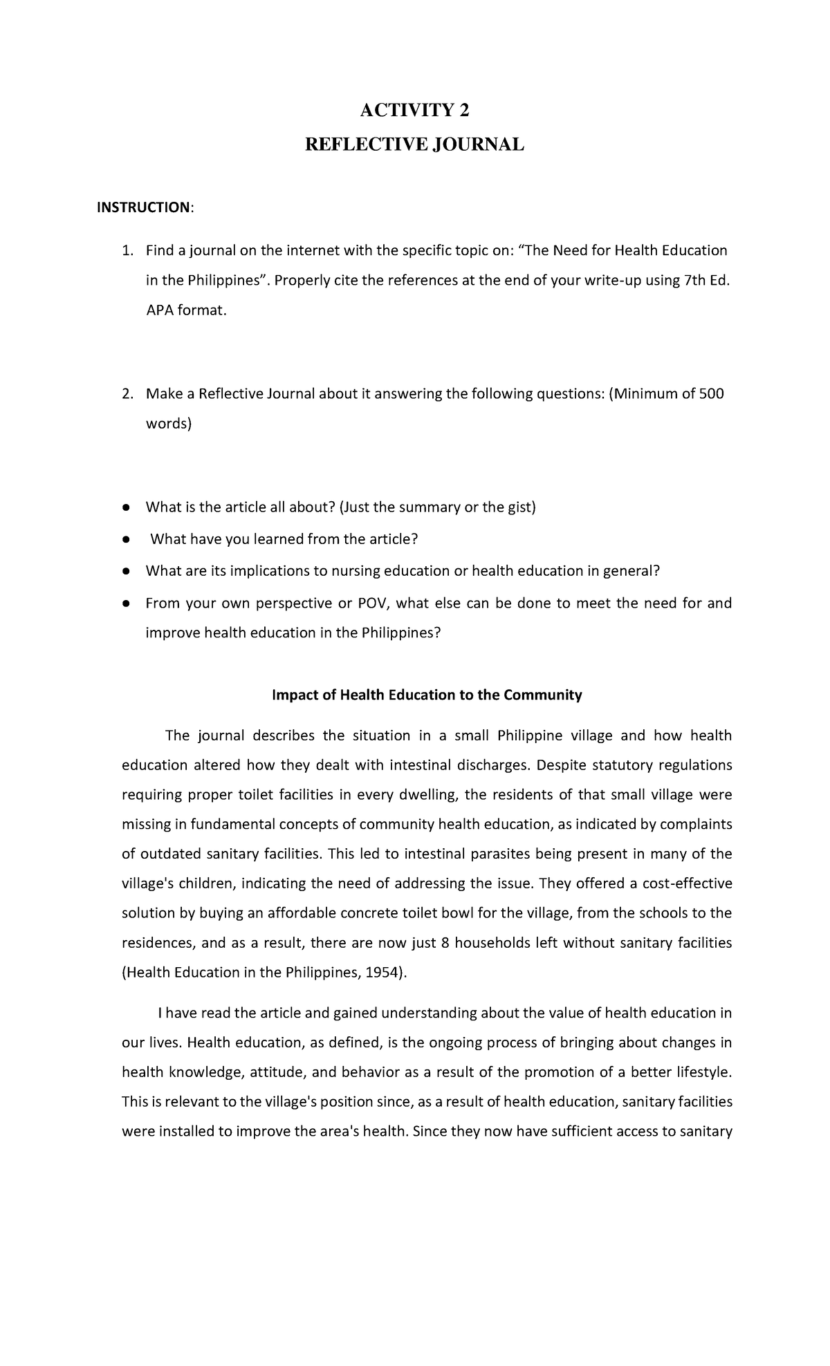 Activity 2 Reflective Journal - ACTIVITY 2 REFLECTIVE JOURNAL ...