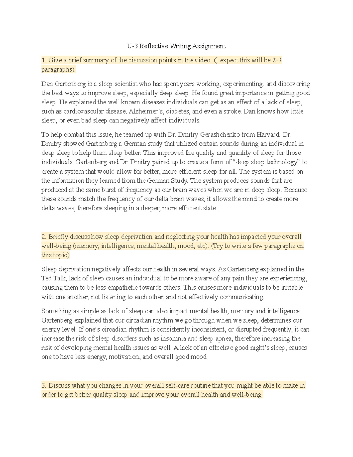 U-3 Reflective Writing Assignment - (I expect this will be 2 ...