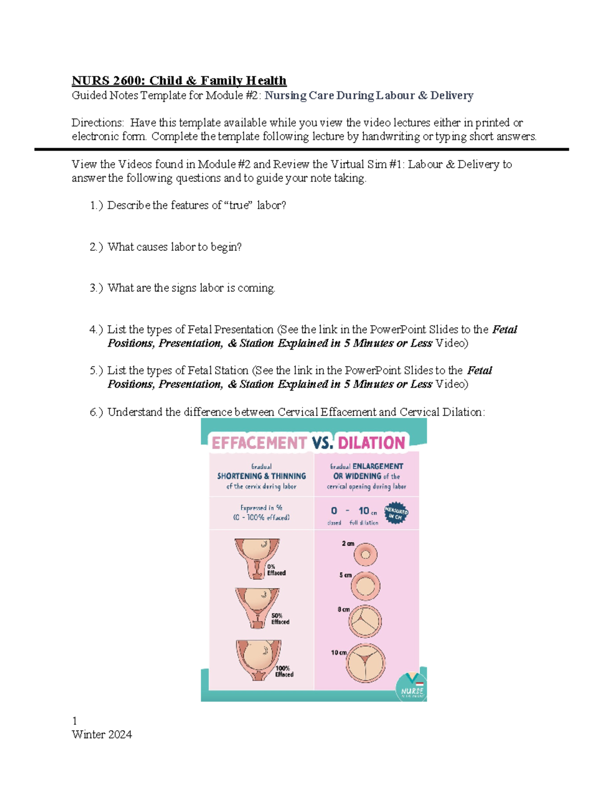 NURS 2600 Module#2Notes - NURS 2600: Child & Family Health Guided Notes ...