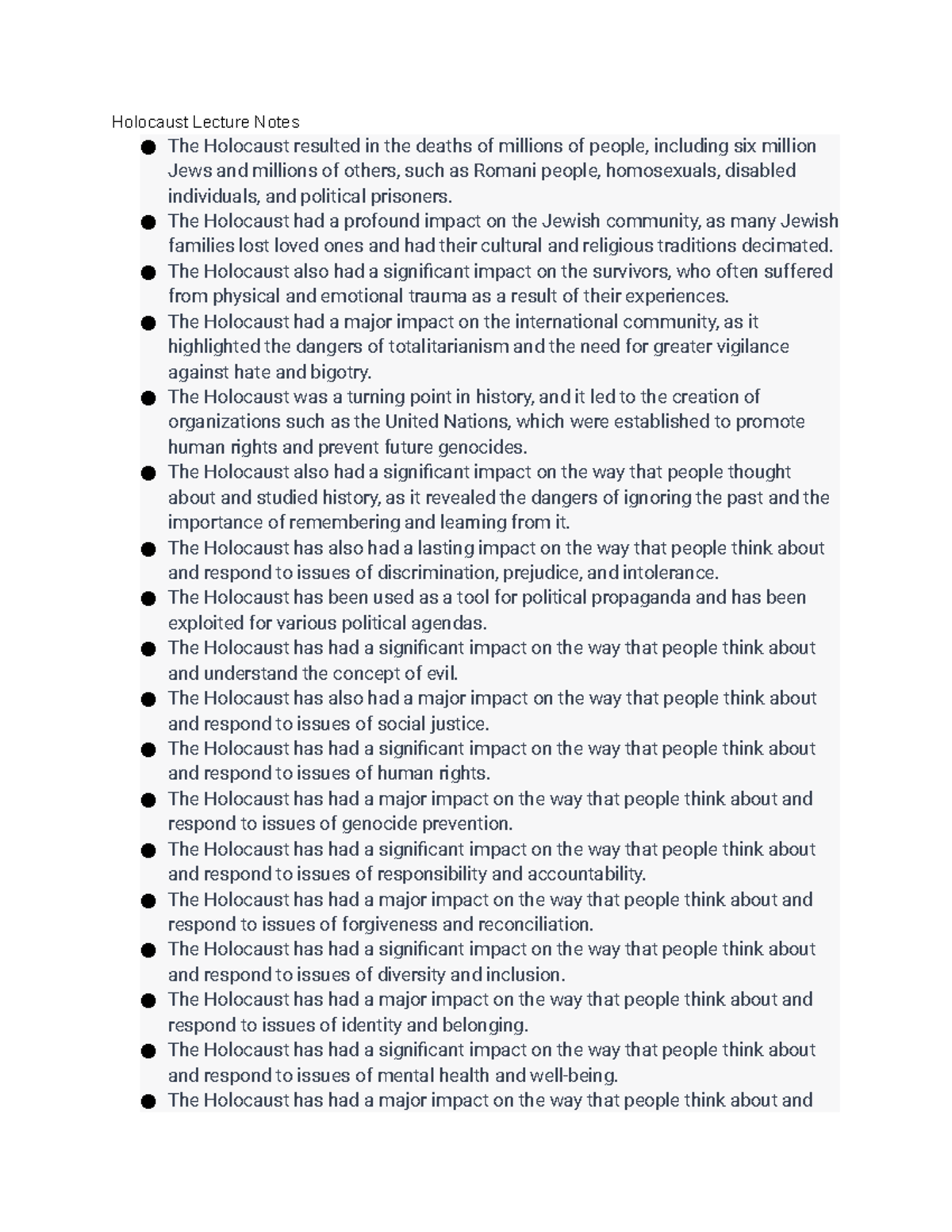 Holocaust Lecture Notes Day 9 - Holocaust Lecture Notes The Holocaust ...