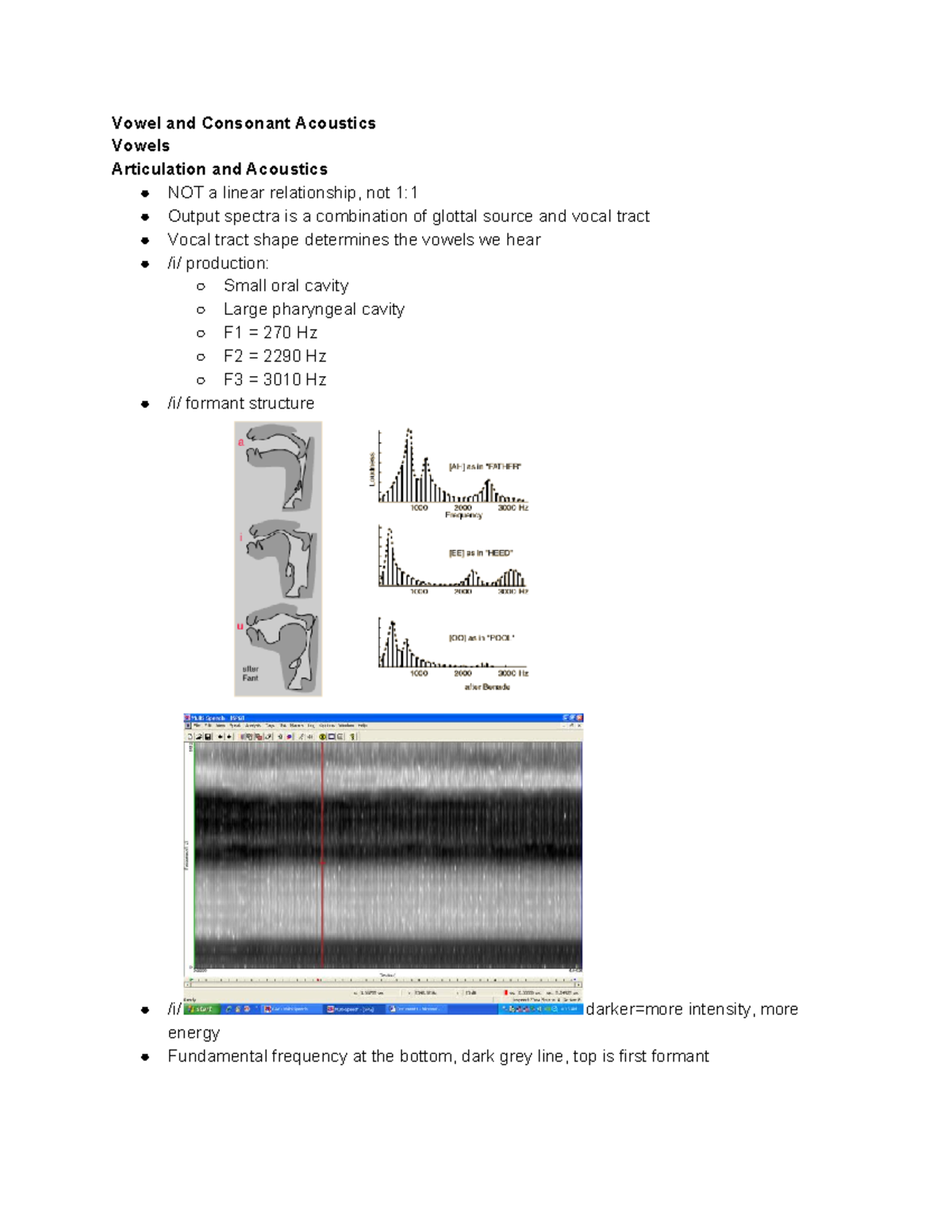 Vowel and Consonant Acoustics - Vowel and Consonant Acoustics Vowels ...
