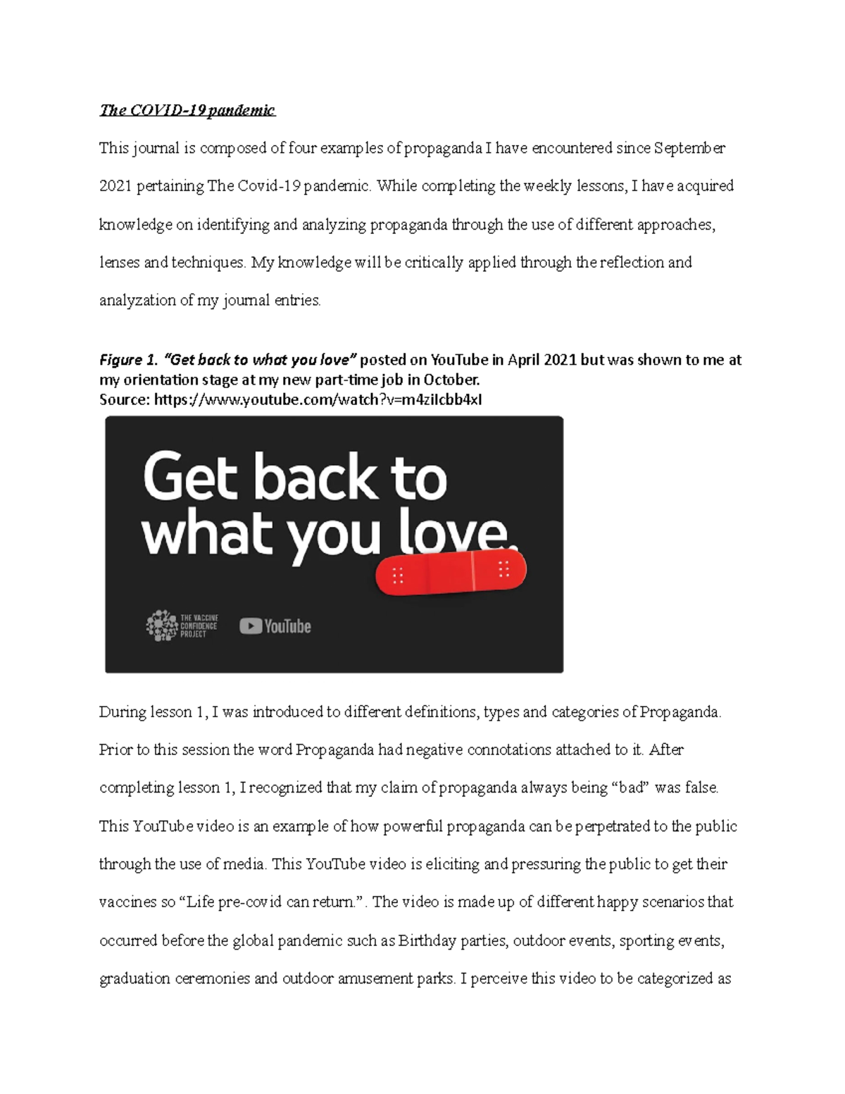 Propaganda Journal - COMS 361 - The COVID-19 pandemic This journal is ...