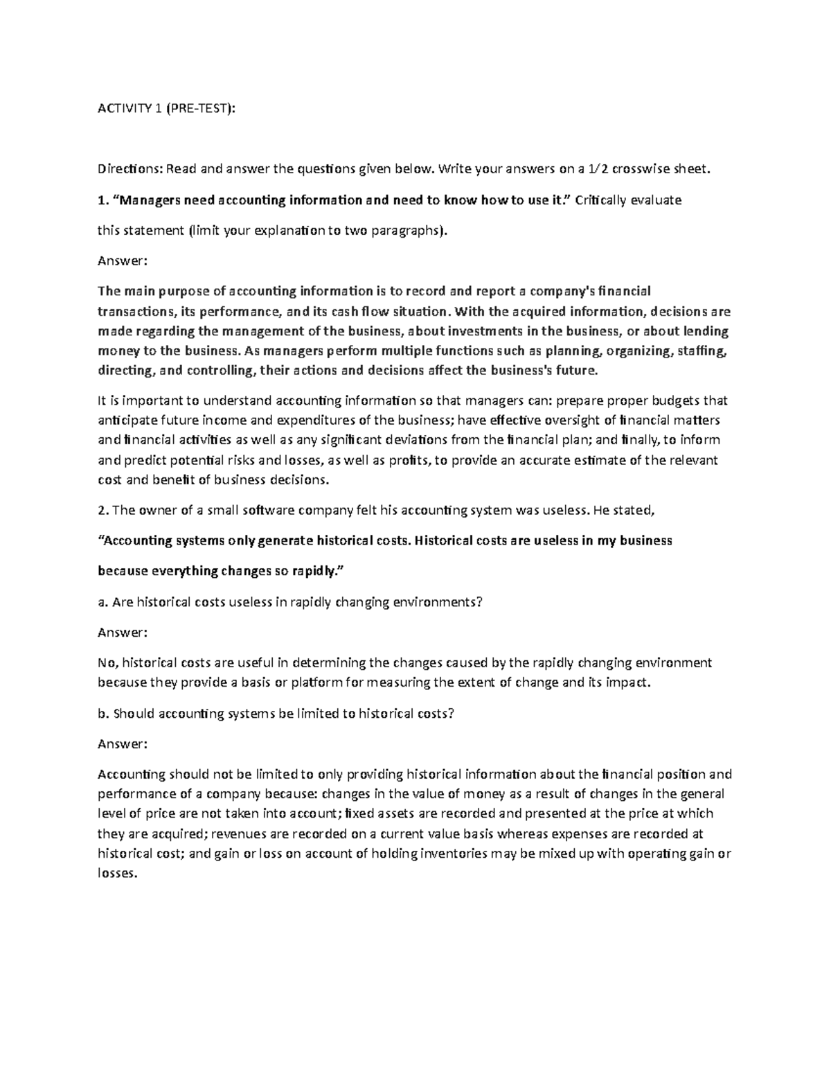 Activity 1 - Read and understand the topic/answer/note/summary/etc ...