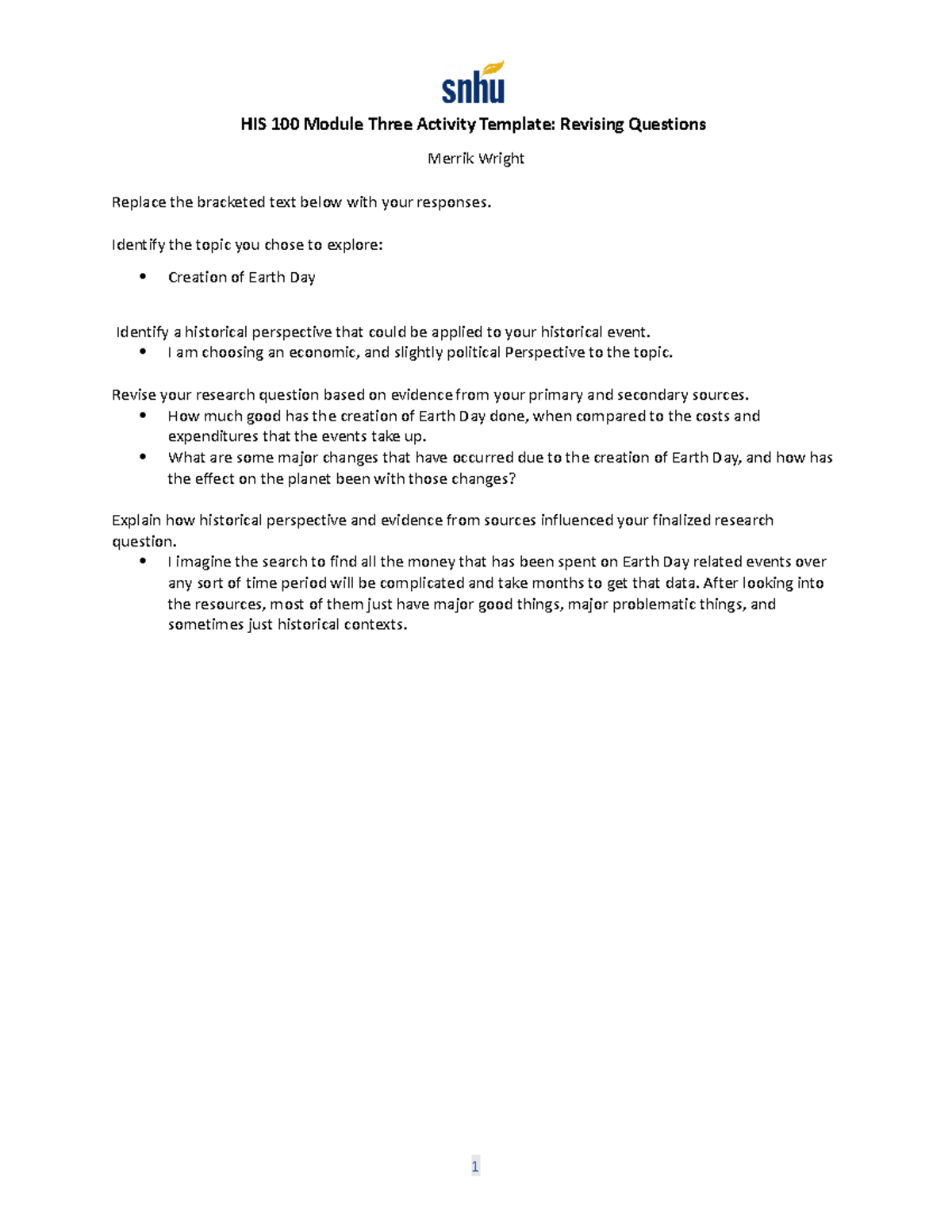HIS 100 Module Three Activity Revising Questions - HIS 100 Module Three ...