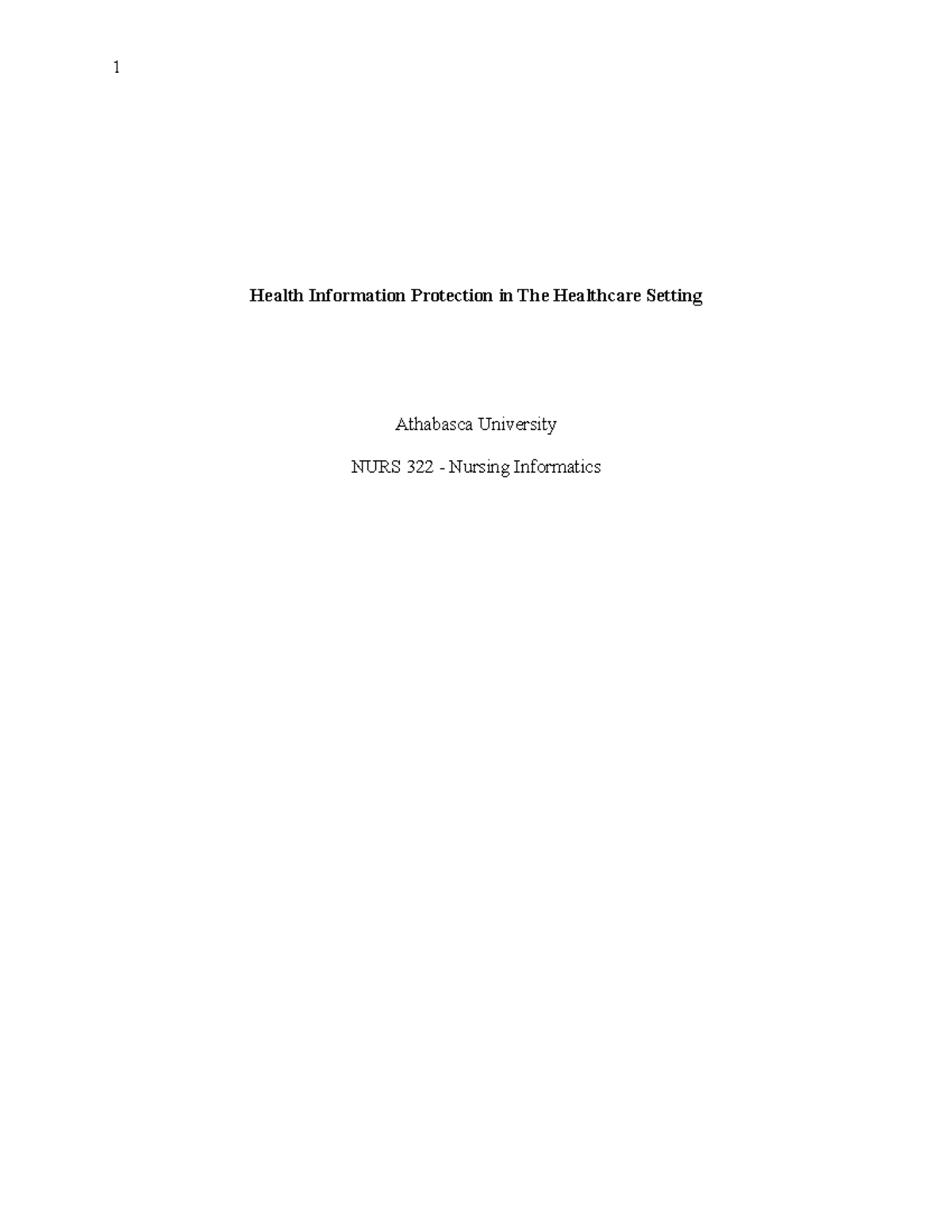 Nursing Informatics Assignment 2 - Nurs 322 - AU - Studocu