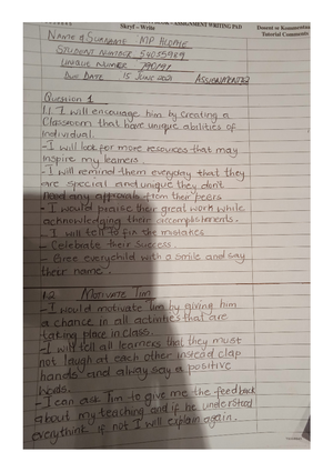 PED3701 – Assignment 2 Attempt 1 - Question 1 Correct Mark 1 out of 1. Flag question Question ...
