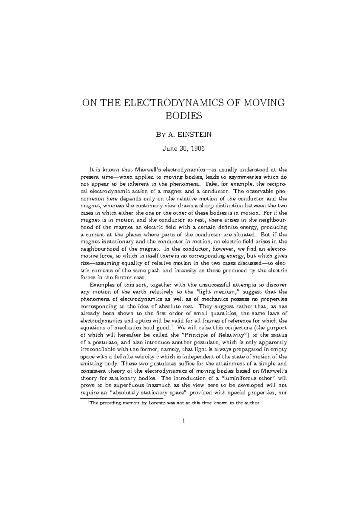 12 - 1905 Einstein Electrodynamics of Moving Bodies - ON THE ...