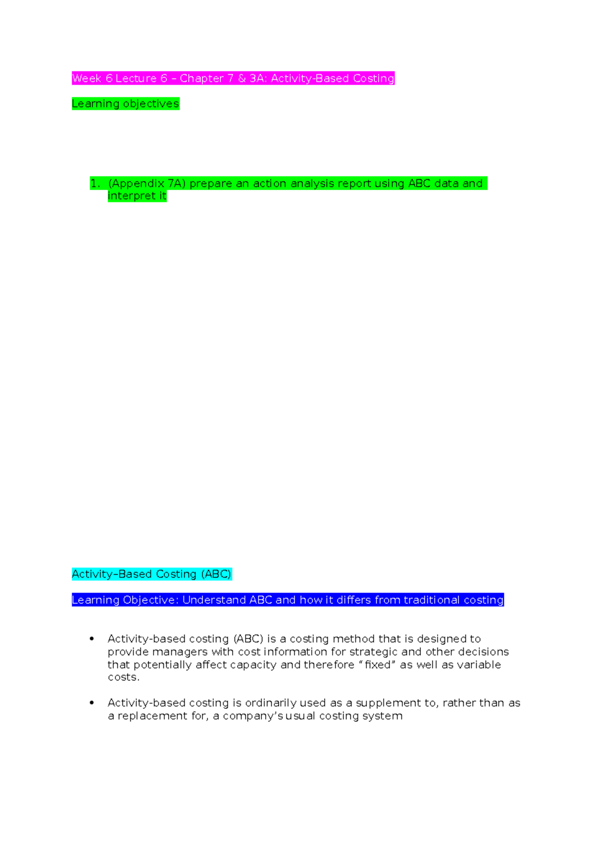 Week 6 Lecture 6 Textbook Lecture Slides Notes Week 6 Lecture 6 Chapter 7 And 3a