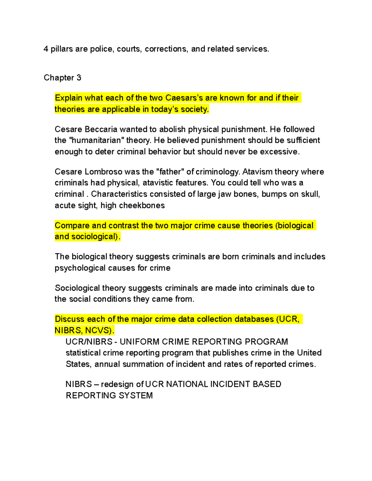 Mod 2 CRJ Notes - 4 pillars are police, courts, corrections, and ...