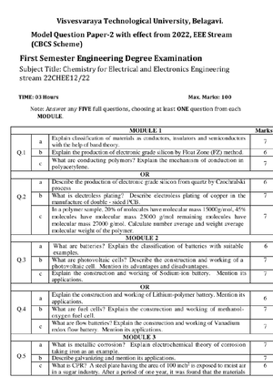Bches 102 - model question papers - Computer Science and Engineering ...