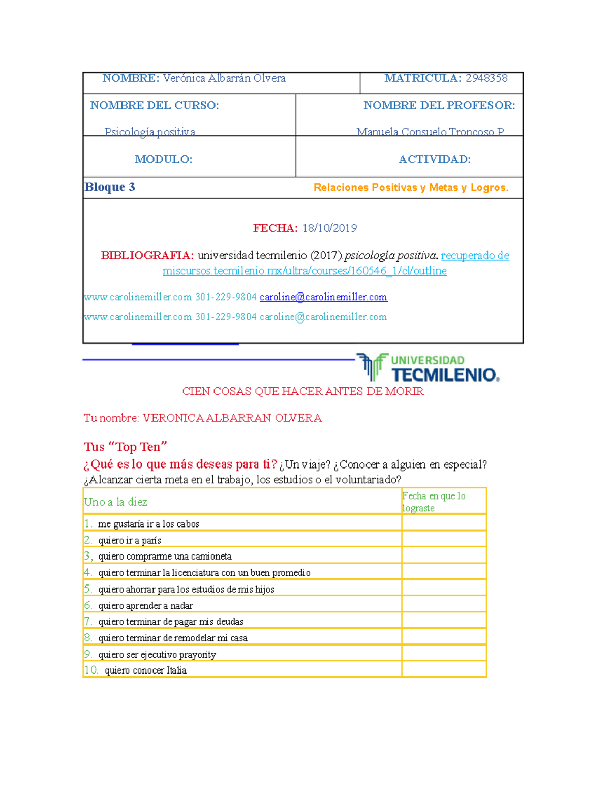 Ejercicio 1 administración del proyecto com - NOMBRE: Verónica Albarrán ...