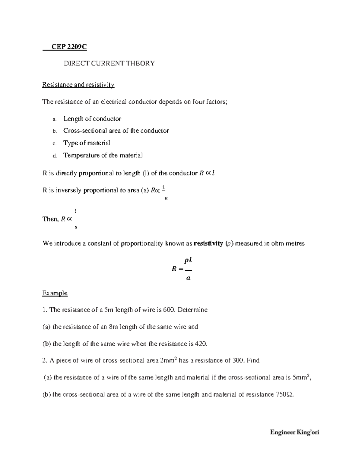 DC Theory AND Circuits. PDF - CEP 2209C DIRECT CURRENT THEORY ...