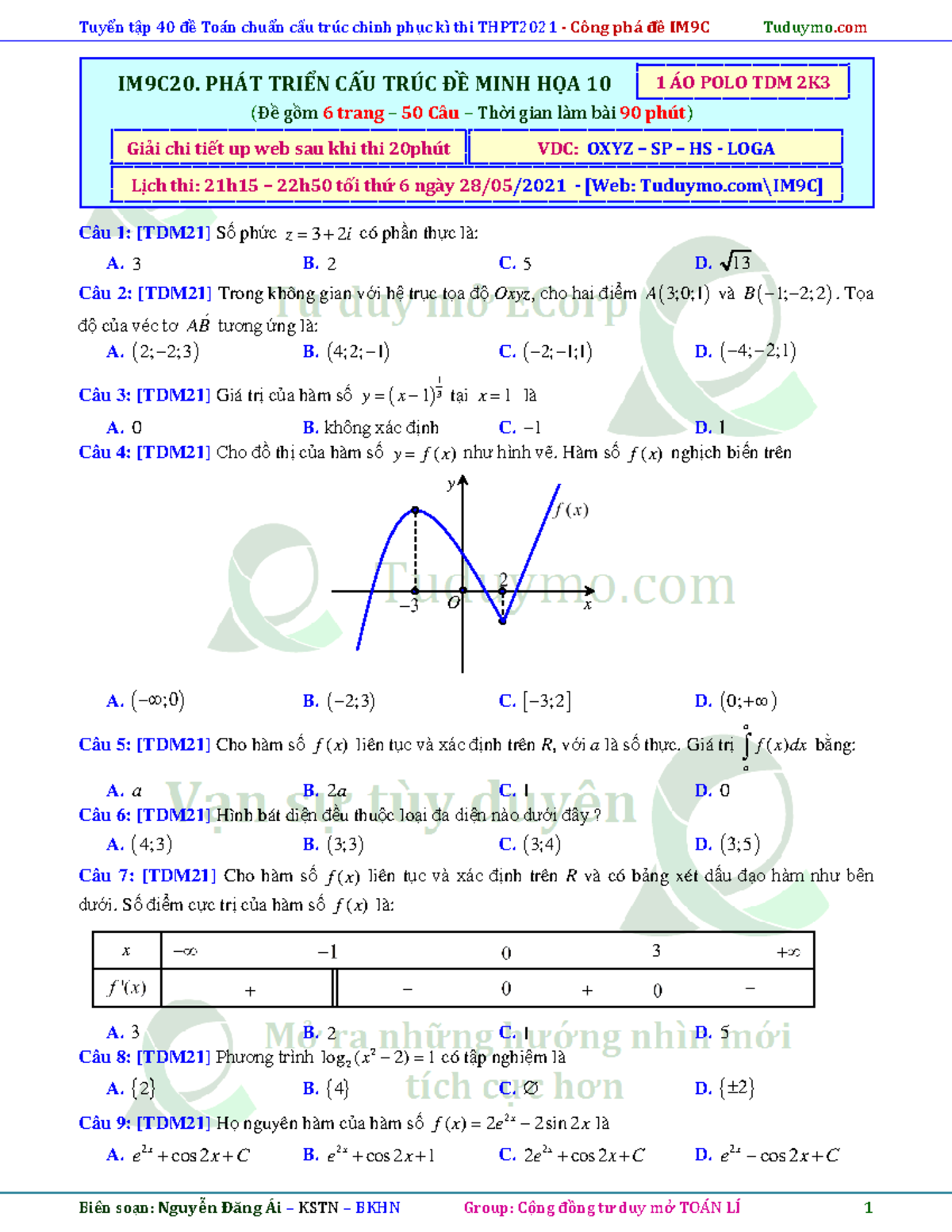 De im9c20 phat trien theo cau truc de minh hoa 10 pdf - Tuyßn t¿p 40 đß To·n chuẩn cấu tr ̇c ...