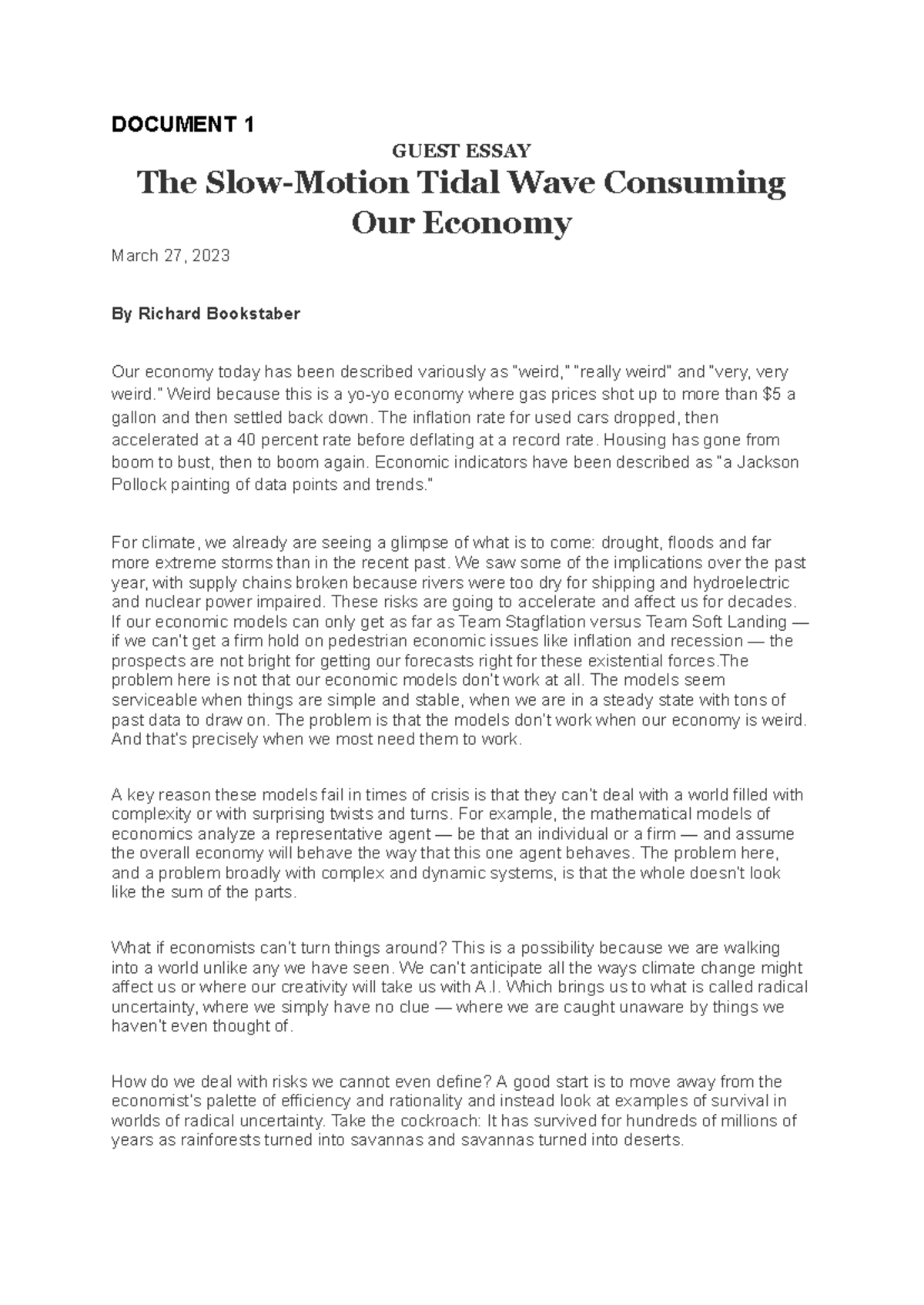 Oral spe document - DOCUMENT 1 ####### GUEST ESSAY The Slow-Motion ...