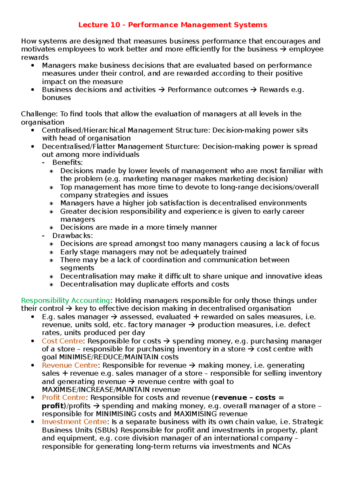 Lecture 10 - Performance Management Systems - Lecture 10 - Performance ...