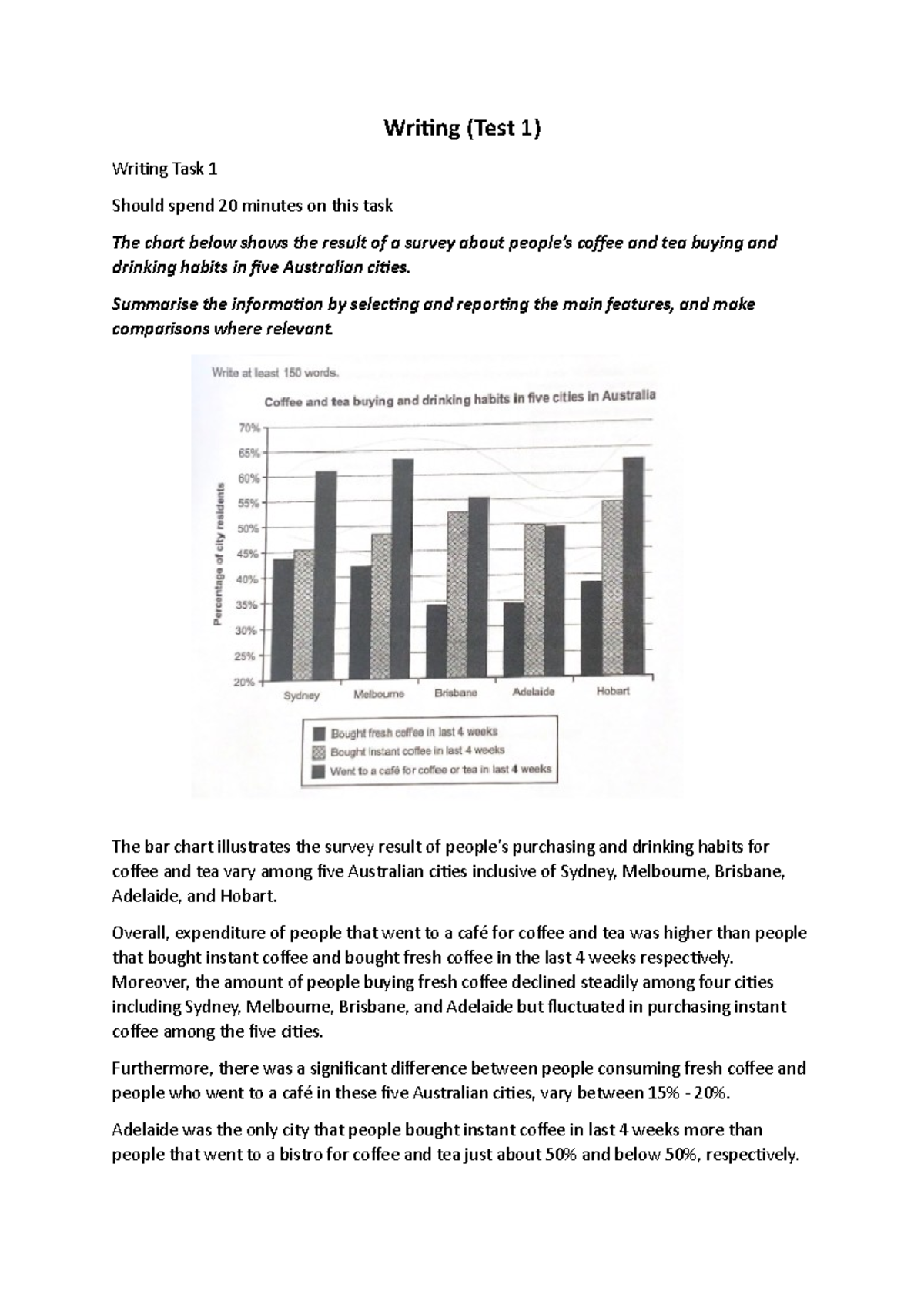 Ielts 15 Writing (Part 1) - Writing (Test 1) Writing Task 1 Should ...