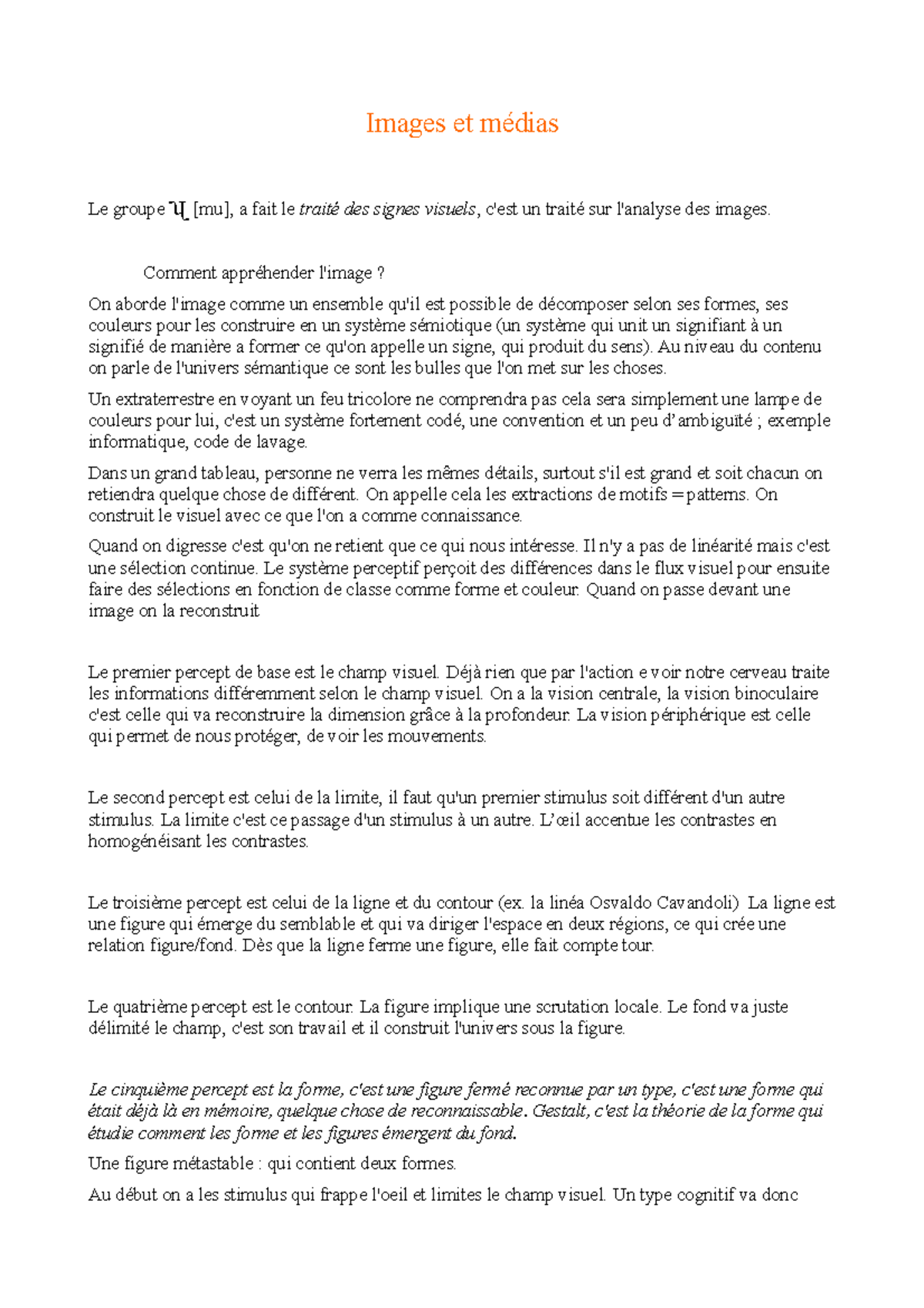 Images et médias - Percevoir : une activité complexe Modèle de Palmer ...