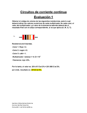 Ejercicio 2 Respuesta - CIRCUITOS DE CORRIENTE CONTINUA Actividad de Evaluación Formativa ...