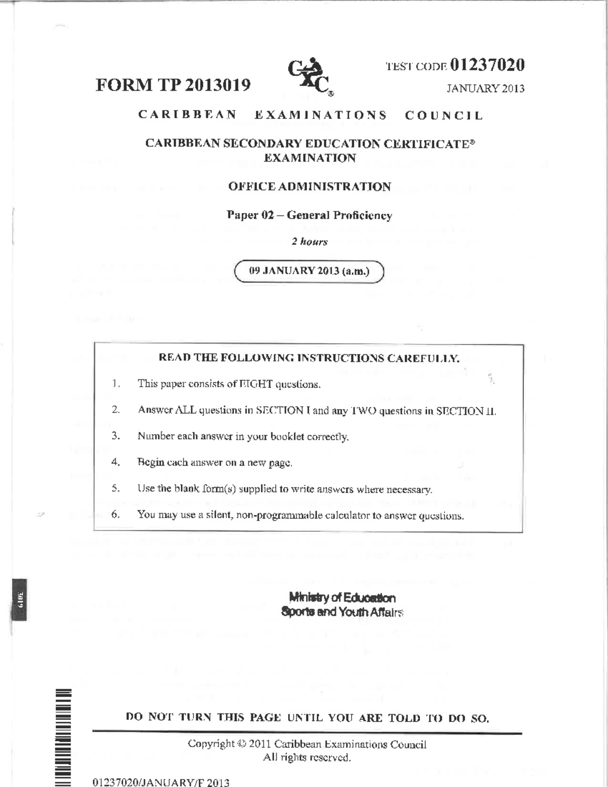 Jan 2013 p2 - Past exam paper - CXC Mathematics - Studocu