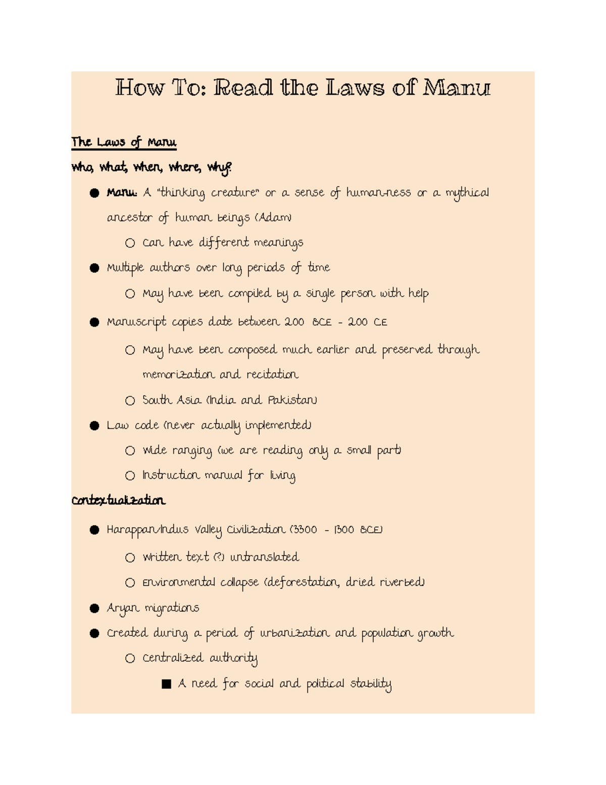 How To Read the Laws of Manu - HISTORY110 - UMass Amherst - Studocu