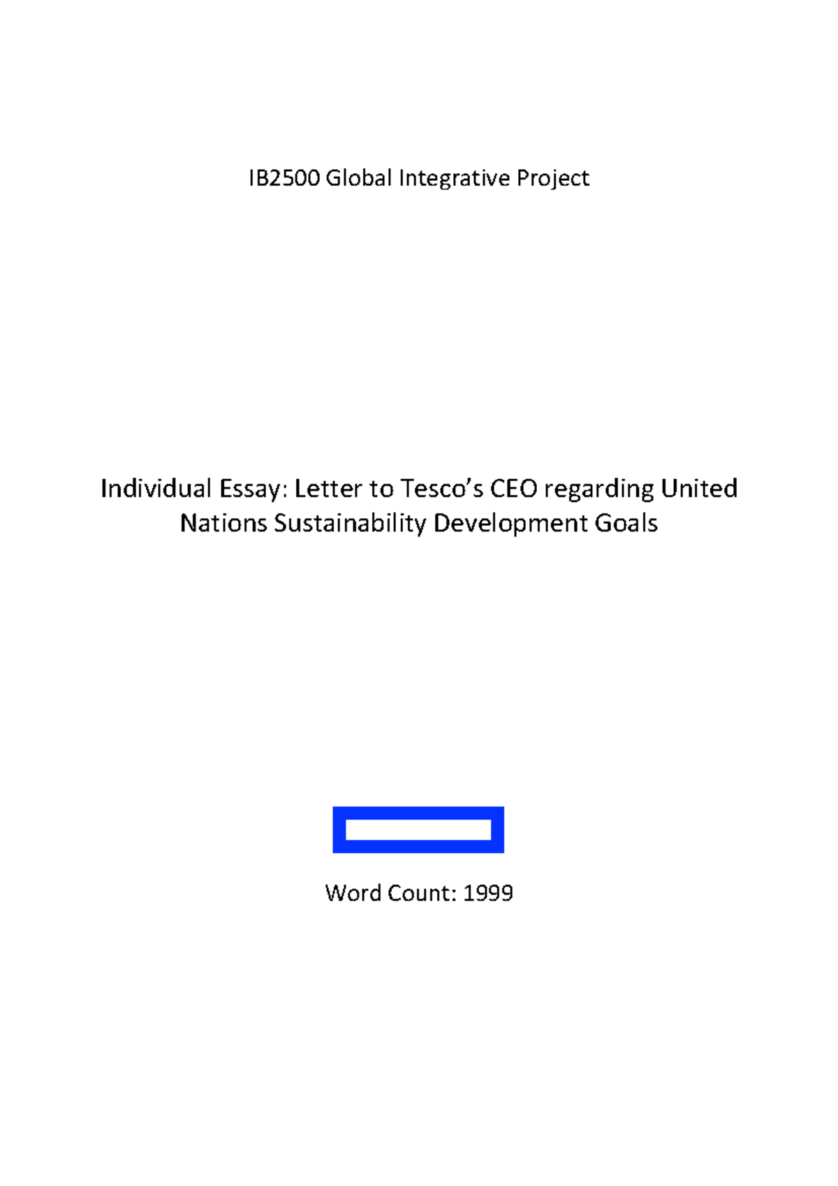 Tesco-Letter - Grade: 45% - IB2500 Global Integrative Project ...