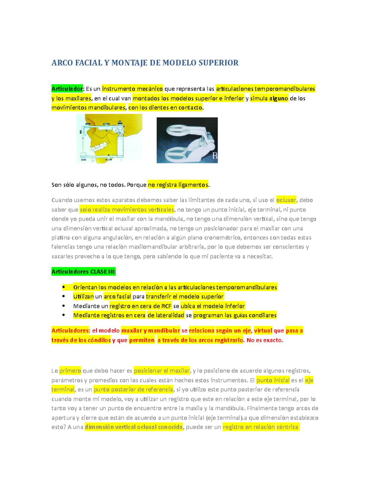 Arco facial y Montaje del modelo superior - ARCO FACIAL Y MONTAJE DE ...