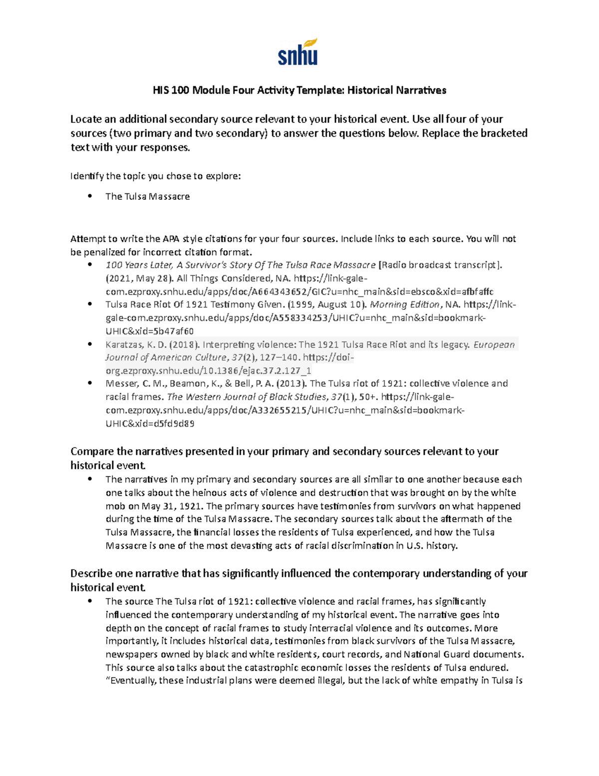 Module%20Four%20Activity%20Narratives%20Template - HIS 100 Module Four ...