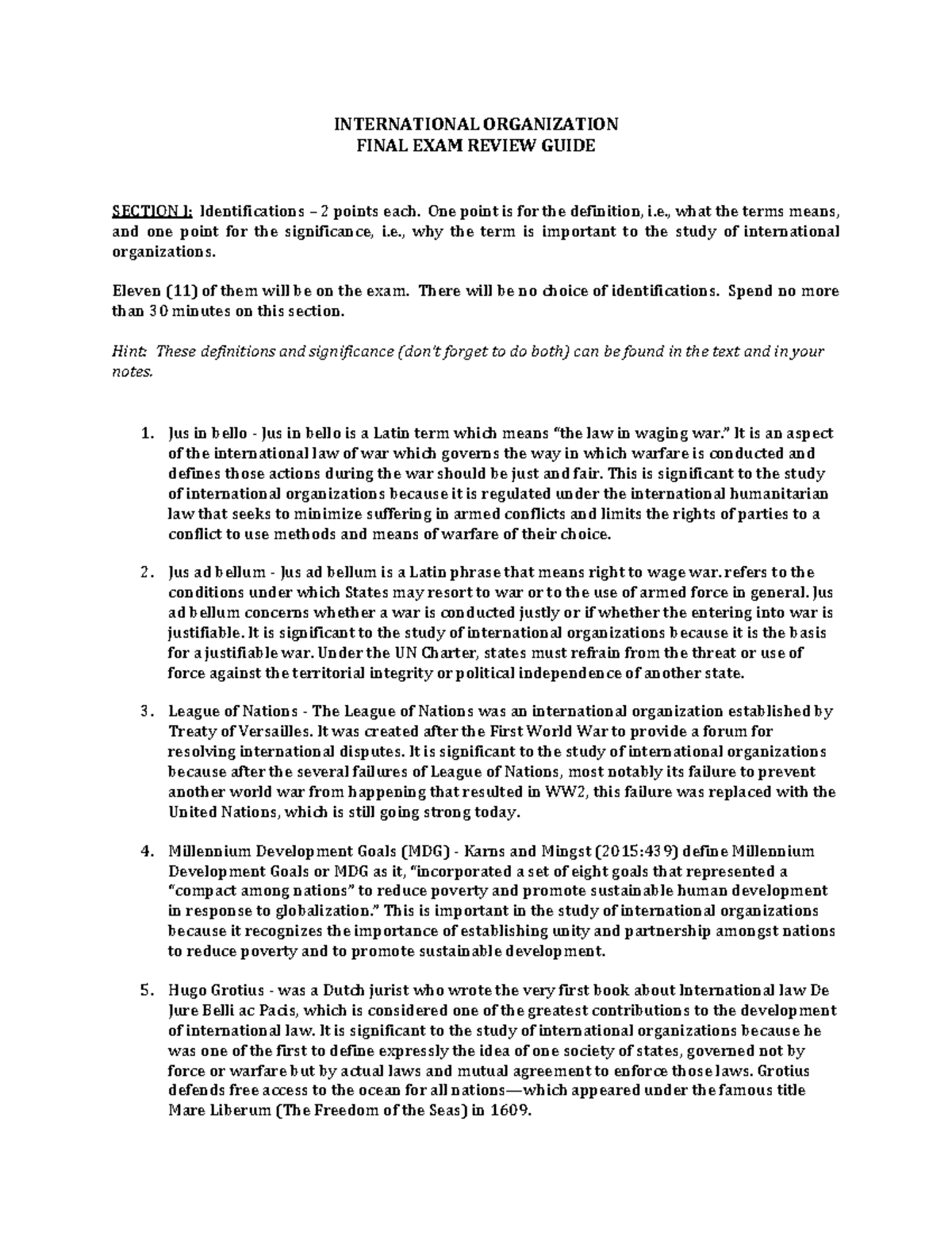 Intl Organization - Final Exam Reviewer part 1 - INTERNATIONAL ...